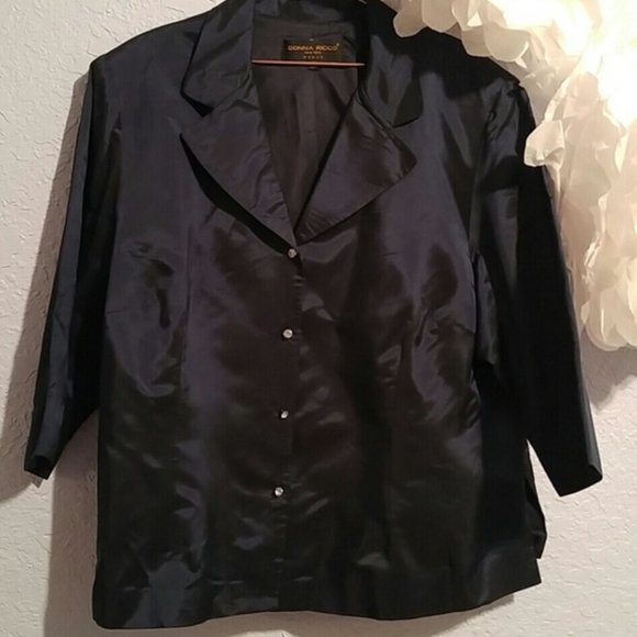 Donna Ricco | Tops | Donna Ricco New York Woman Navy Blue Acetate ...